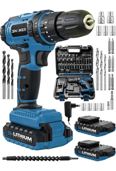 Alman Crx 58 V 5 Ah Darbesiz Metal Şanzıman Çift Akülü Şarjlı Vidalama Matkap + 24 Parça Set Alman Crx 58 V 5 Ah Darbesiz Metal Şanzıman Çift Akülü Şarjlı Vidalama Matkap + 24 Parça Set