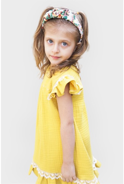 İpek Atlas 1-5 Yaş Kız Çocuk Fırfırlı Müslin Elbise