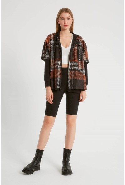 Fy Giyim Kadın Kahverengi Yağmurluk Detaylı Cepli Sweatshirt