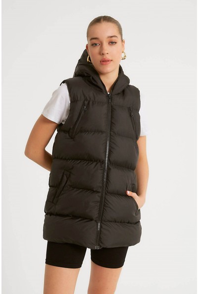 Fy Giyim Kadın Orange Cep Detaylı Şişme Yelek