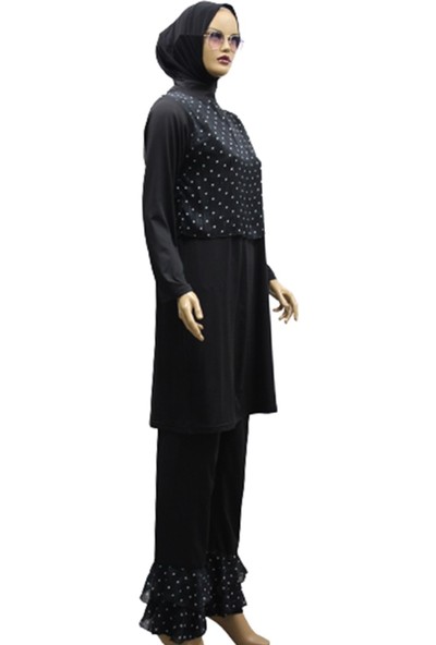 Eflin Kadın Giyim Hasema Siyah-Beyaz Puantiyeli Tam Kapalı Tesettür Mayo Büyük Bedenli Eflin Kadın Giyim Hasema Siyah-Beyaz Puantiyeli Tam Kapalı Tesettür Mayo Büyük Bedenli