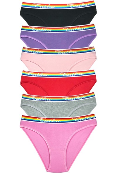 6 Adet Beli Renkli Lastik Pamuklu Kadın Slip Tutku Külot 6 Adet Beli Renkli Lastik Pamuklu Kadın Slip Tutku Külot