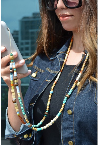 Sacce Scarves&Accessories Mavi Renkli Uzun Telefon Askısı Aksesuarı Charmı Sacce Scarves&Accessories Mavi Renkli Uzun Telefon Askısı Aksesuarı Charmı
