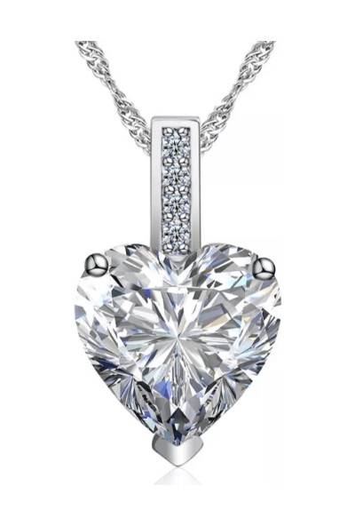 Rhinestone Bayan Kolye Sarkaç Kalp Desen Zirkon Taş Rhinestone Bayan Kolye Sarkaç Kalp Desen Zirkon Taş