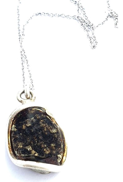 Ose Shop Damla Kehribar 925 Ayar Gümüş Kolye