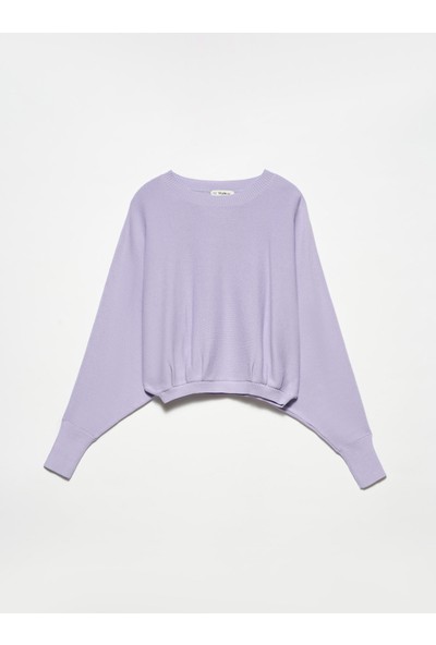 Dilvin 10174 Bisiklet Yaka Yarasa Kol Kazak-Lila