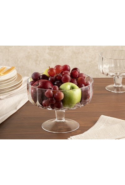 English Home Rhoda Cam Ayaklı Sunum Kasesi 19 cm Şeffaf