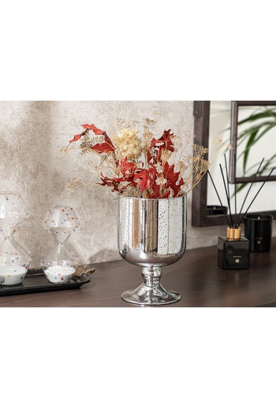 English Home Brilliant Cam Vazo 15X20 cm Silver