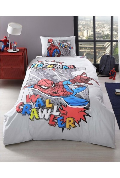 Özdilek Lisanslı Ranforce Tek Kişilik Nevresim Takımı-Spiderman Wall Crawler Gri