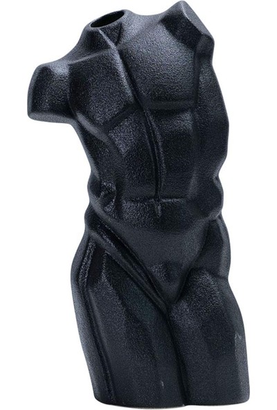 Minimalizm Seramik Vücut Yapay Çiçek Vazo Heykel Centerpieces Ofis Dekorasyon Housewarming Hediyeler - Siyah