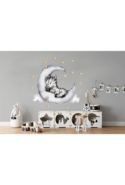 Uykucu Zebra Bas Kes Duvar Sticker