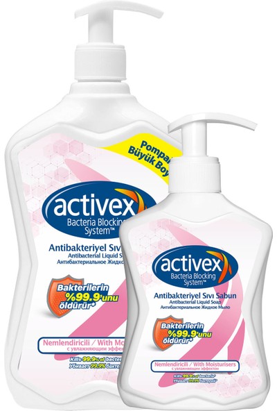 Activex Antibakteriyel Sıvı Sabun Nemlendiricili 700+300ml Activex Antibakteriyel Sıvı Sabun Nemlendiricili 700+300ml