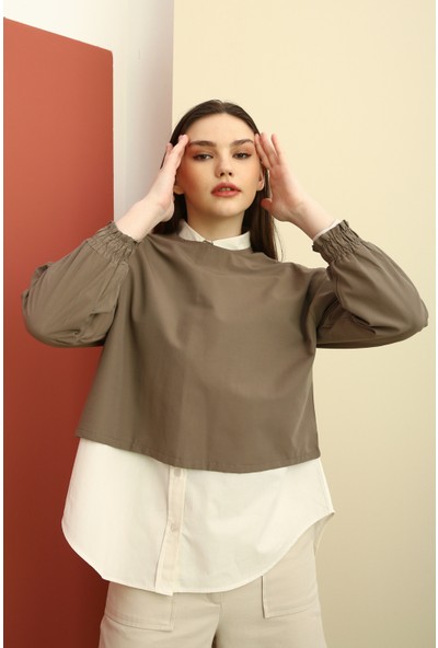 ALLDAY Kolları Gipe Detaylı Kısa Bluz ALLDAY Kolları Gipe Detaylı Kısa Bluz