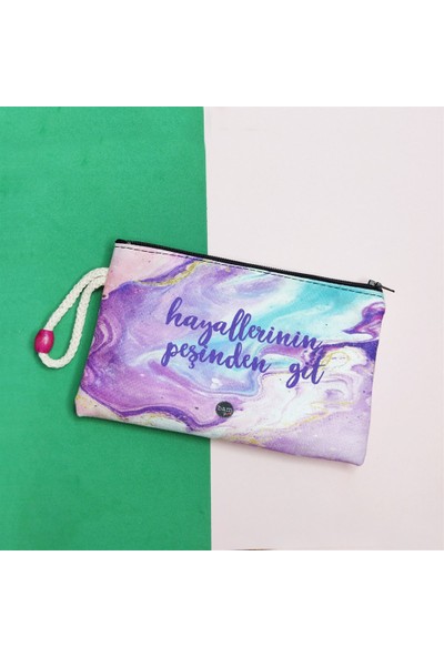 Hediye Ofisi Hayallerinin Peşinden Git Tasarımlı Kalemlik Bez Cüzdan