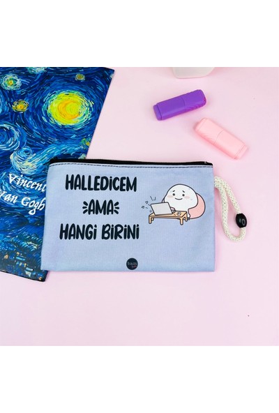 Hediye Ofisi Halledicem Ama Hangi Birini Tasarımlı Kalemlik Bez Cüzdan