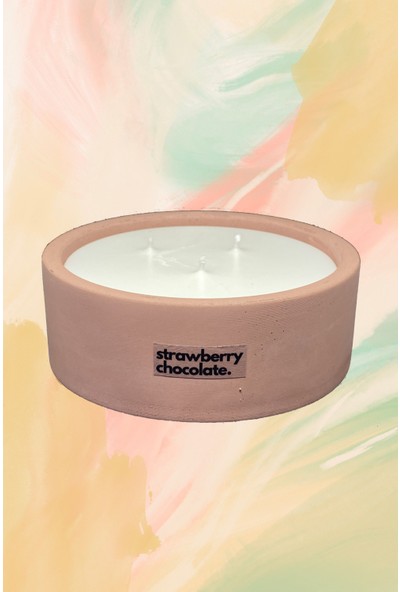 Kutup Home 3 Fitilli Büyük Boy Dekoratif Soya Mumu Çap 12 cm 520G. Çilekli Çikolata