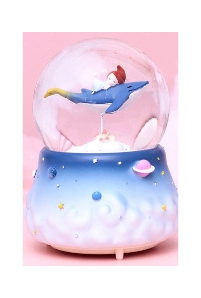 Proland Balina Üstünde Çocuk Orta Boy Işıklı Müzikli Kar Küresi