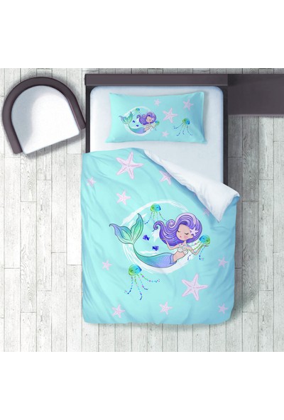 Silk Cocoon Çocuk Odası Nevresim Takımı Deniz Yıldızı Ve Deniz Kızı Model Pamuklu Mikro Saten