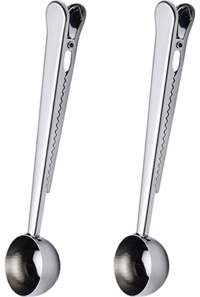 2x2 In-1 Kahve Kaşığı Sızdırmazlık Klips Ile Süt Tozu Için Kaşık Ölçme, Gümüş 2x2 In-1 Kahve Kaşığı Sızdırmazlık Klips Ile Süt Tozu Için Kaşık Ölçme, Gümüş