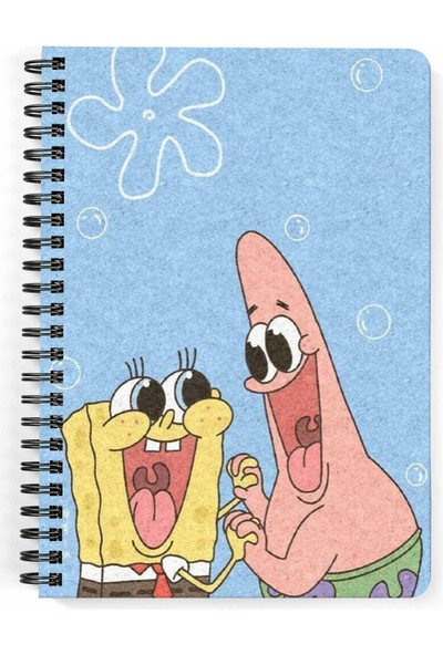 Hero Tasarım Sünger Bob Baskılı Ahşap Kapaklı Defter 15X20 cm DFT3845