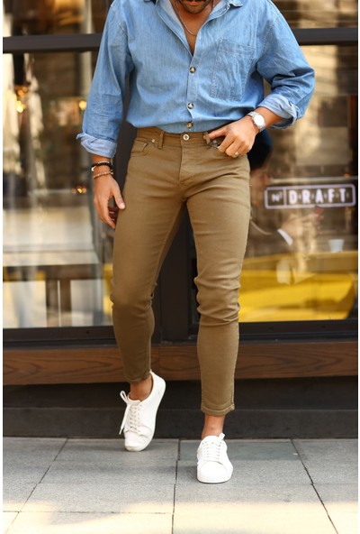 Karpefingo Erkek Slimfit Haki Kot Pantolon Karpefingo Erkek Slimfit Haki Kot Pantolon