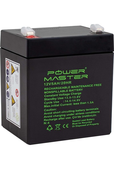Powermaster Akü 12 Volt 5 Amper ( 90 x 70 x 101 mm ) Powermaster Akü 12 Volt 5 Amper ( 90 x 70 x 101 mm )