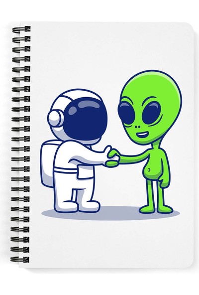 Hero Tasarım Uzay Dostluğu Baskılı Ahşap Kapaklı Defter 15X20 cm DFT1879