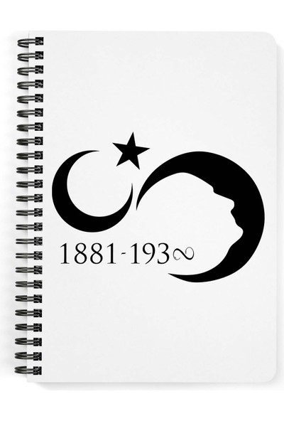 Hero Tasarım 1881-1938 Baskılı Ahşap Kapaklı Defter 15X20 cm DFT1517