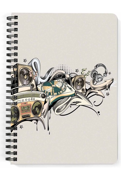 Music Baskılı Ahşap Kapaklı Defter 15X20 cm DFT5339