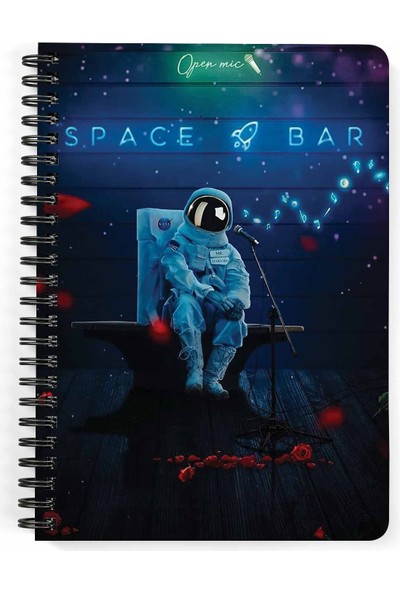 Space Bar Baskılı Ahşap Kapaklı Defter 15X20 cm DFT5383