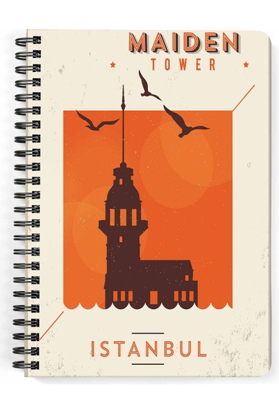 Kız Kulesi Baskılı Ahşap Kapaklı Defter 15X20 cm DFT4044