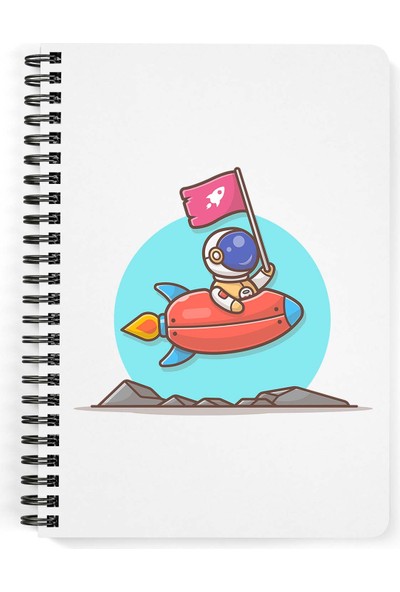 Hero Tasarım Uzay Arabası Baskılı Ahşap Kapaklı Defter 15X20 cm DFT1849