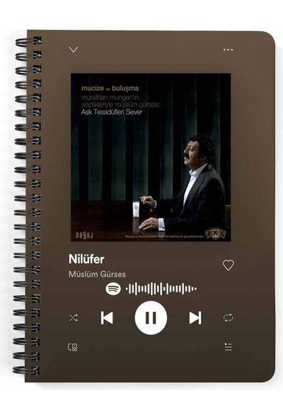 Nilüfer Müslüm Gürses Spotify Karekodlu Baskılı Ahşap Kapaklı Defter 15X20 cm DFT2817 Nilüfer Müslüm Gürses Spotify Karekodlu Baskılı Ahşap Kapaklı Defter 15X20 cm DFT2817