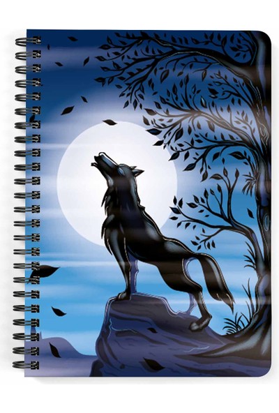 Hero Tasarım Uluyan Kurt Baskılı Ahşap Kapaklı Defter 15X20 cm DFT5394 Hero Tasarım Uluyan Kurt Baskılı Ahşap Kapaklı Defter 15X20 cm DFT5394