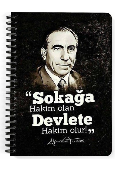 Alparslan Türkeş Baskılı Ahşap Kapaklı Defter 15X20 cm DFT3807