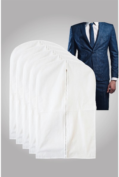 Pevabag Takım Elbise Kılıfı (Gamboç) Beyaz ( 5 Adet ) Düz Model