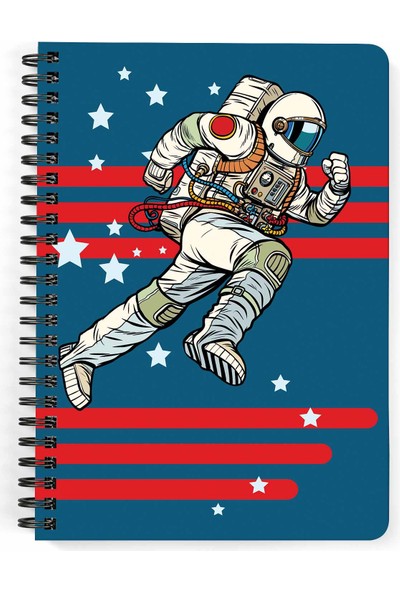 Astronot Baskılı Ahşap Kapaklı Defter 15X20 cm DFT5288