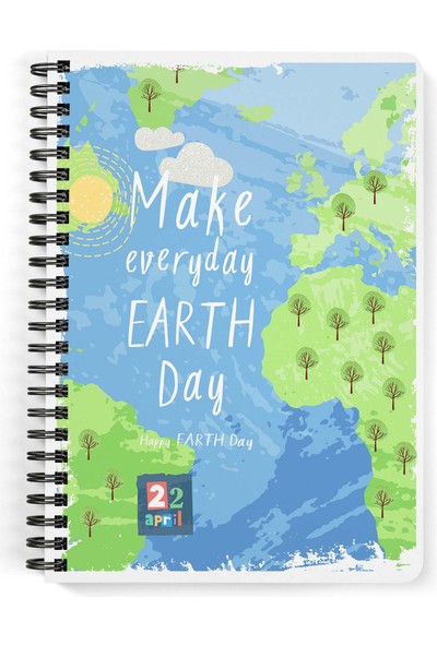 Hero Tasarım Earth Day Baskılı Ahşap Kapaklı Defter 15X20 cm DFT567 Hero Tasarım Earth Day Baskılı Ahşap Kapaklı Defter 15X20 cm DFT567