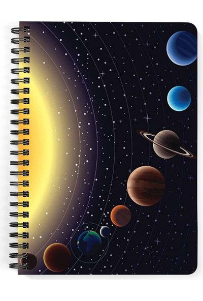 Hero Tasarım Gezegenler Baskılı Ahşap Kapaklı Defter 15X20 cm DFT2885