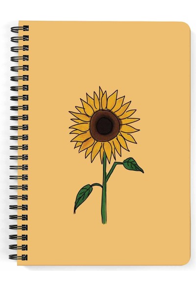 Hero Tasarım Ayçiçeği Baskılı Ahşap Kapaklı Defter 15X20 cm DFT4657