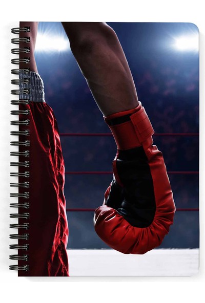 Boks Eldiveni Baskılı Ahşap Kapaklı Defter 15X20 cm DFT2623