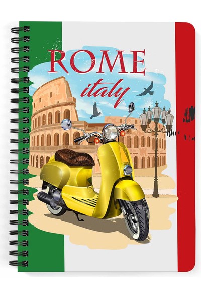 Hero Tasarım Rome Italy Baskılı Ahşap Kapaklı Defter 15X20 cm DFT3953