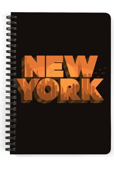New York Baskılı Ahşap Kapaklı Defter 15X20 cm DFT4955