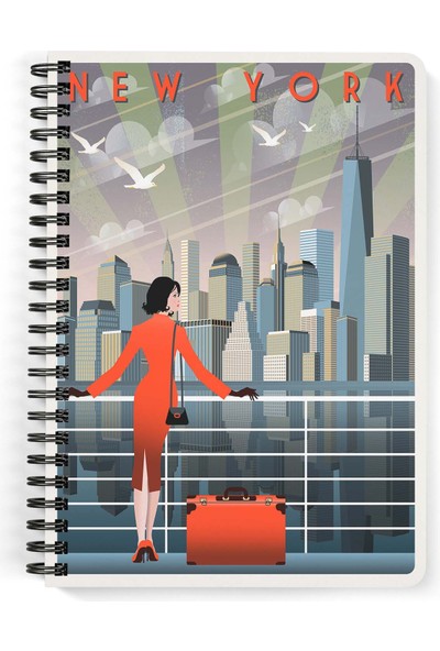 New York Baskılı Ahşap Kapaklı Defter 15X20 cm DFT534