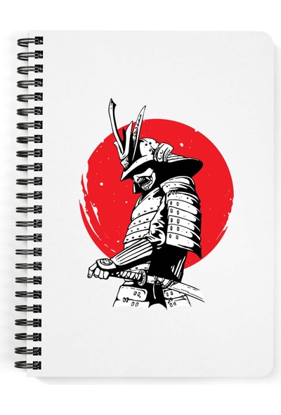 Samuray Baskılı Ahşap Kapaklı Defter 15X20 cm DFT2077