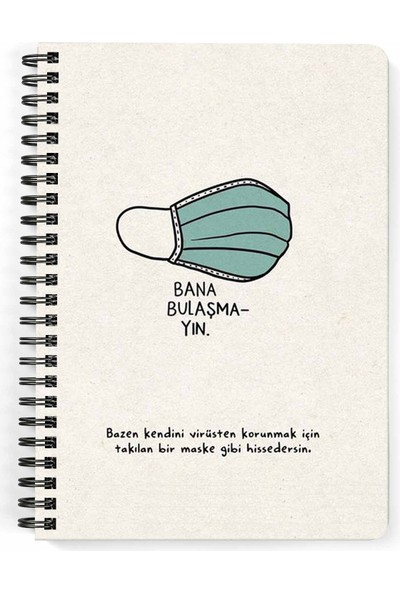 Bulaşmayın Baskılı Ahşap Kapaklı Defter 15X20 cm DFT4990