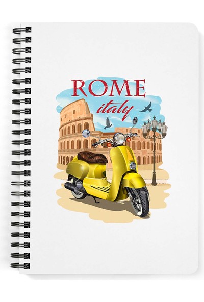 Hero Tasarım Roma Italya Baskılı Ahşap Kapaklı Defter 15X20 cm DFT2300