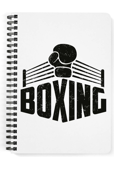 Boxing Baskılı Ahşap Kapaklı Defter 15X20 cm DFT2035