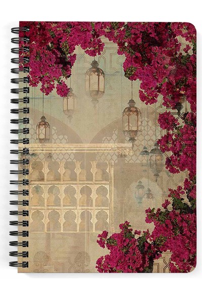 Çiçekler Baskılı Ahşap Kapaklı Defter 15X20 cm DFT5566