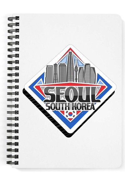 Seoul South Korea Baskılı Ahşap Kapaklı Defter 15X20 cm DFT2168